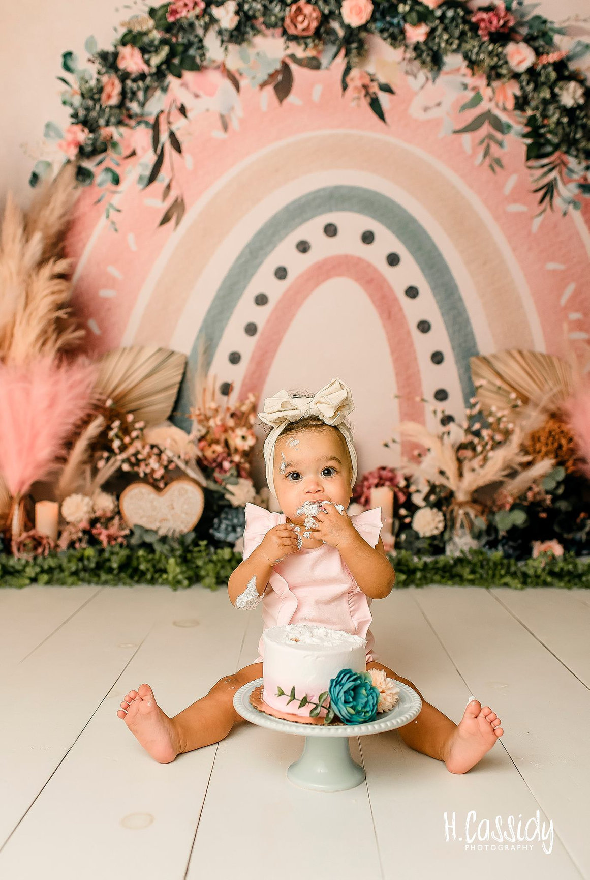 GIRLY RAINBOW CAKE SMASH | TUCSON ARIZONA PHOTGRAPHER - Heather Cassidy