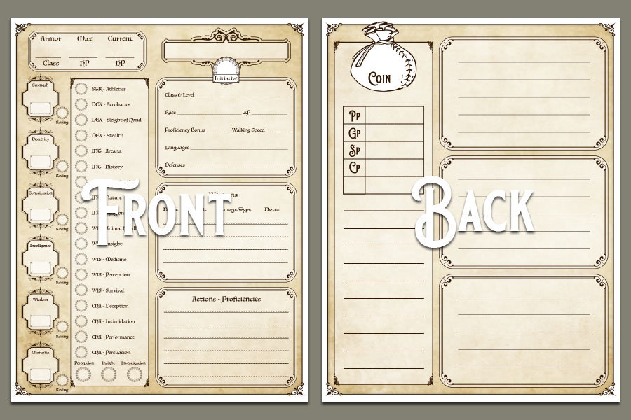 FREE Character Sheet - Mister Hen's Art Skills