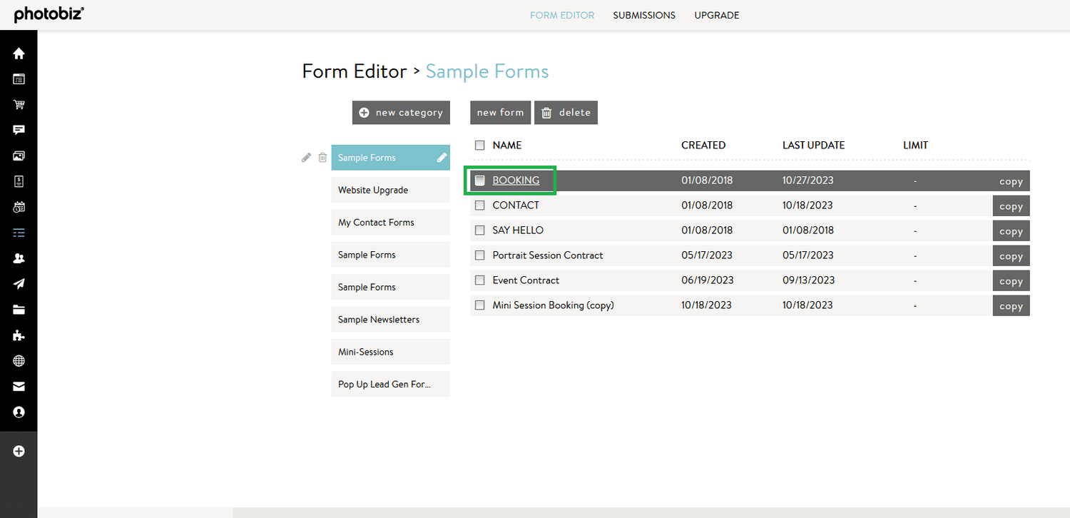 How Do I Delete Form Fields On My Form? - PhotoBiz Knowledge Base