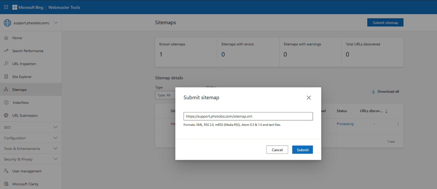 How Do I Submit My Sitemap To Bing? - PhotoBiz Knowledge Base